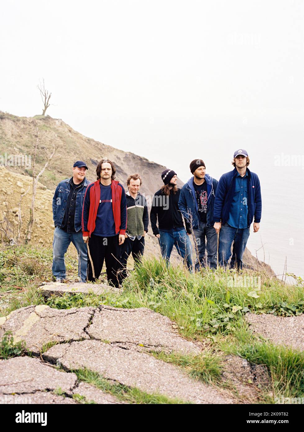The Bees band, Photographed at Afton Down on the site of the 1970 Isle ...