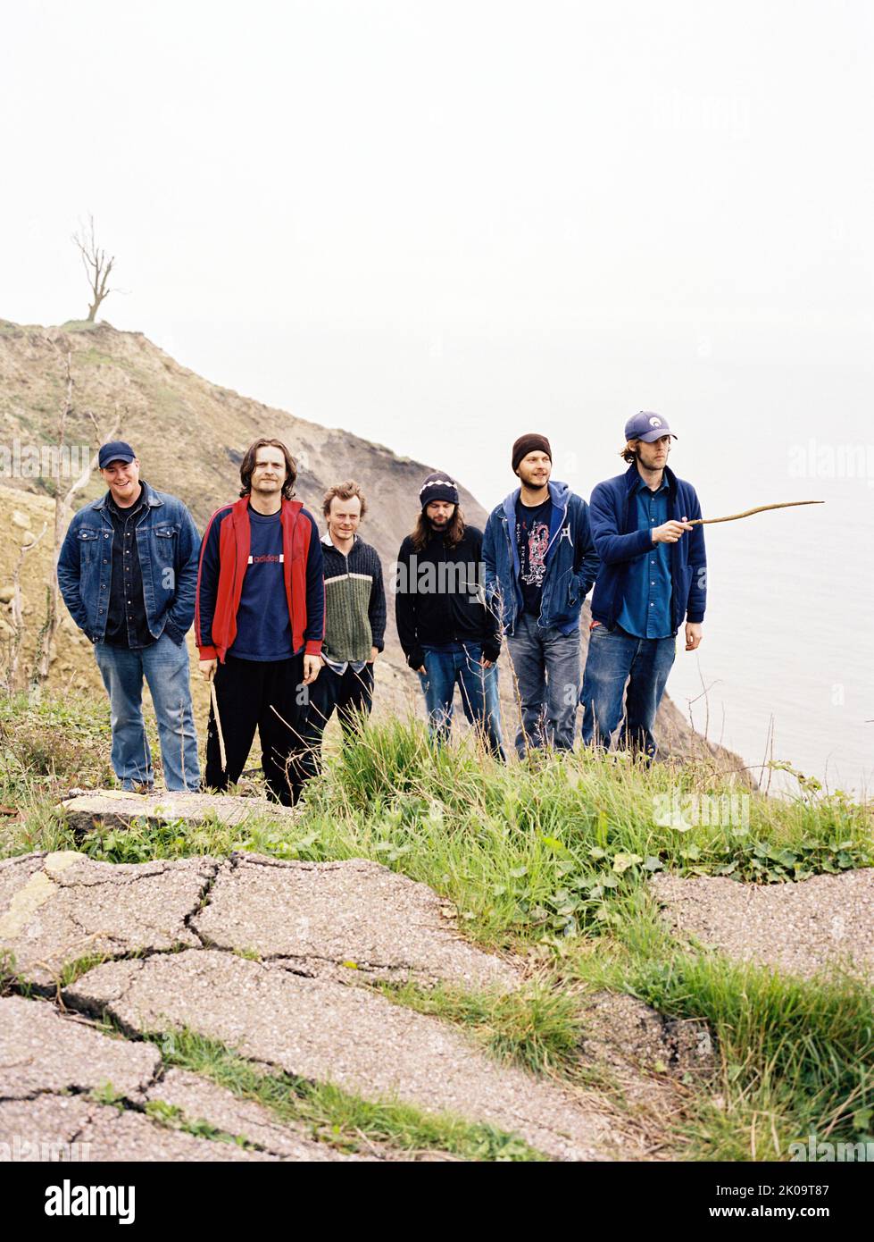 The Bees band, Photographed at Afton Down on the site of the 1970 Isle ...