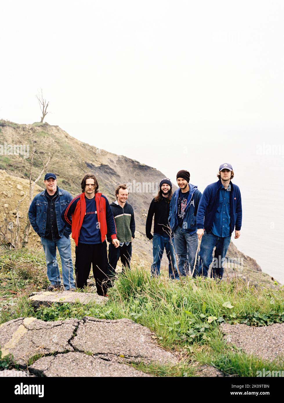 The Bees band, Photographed at Afton Down on the site of the 1970 Isle ...