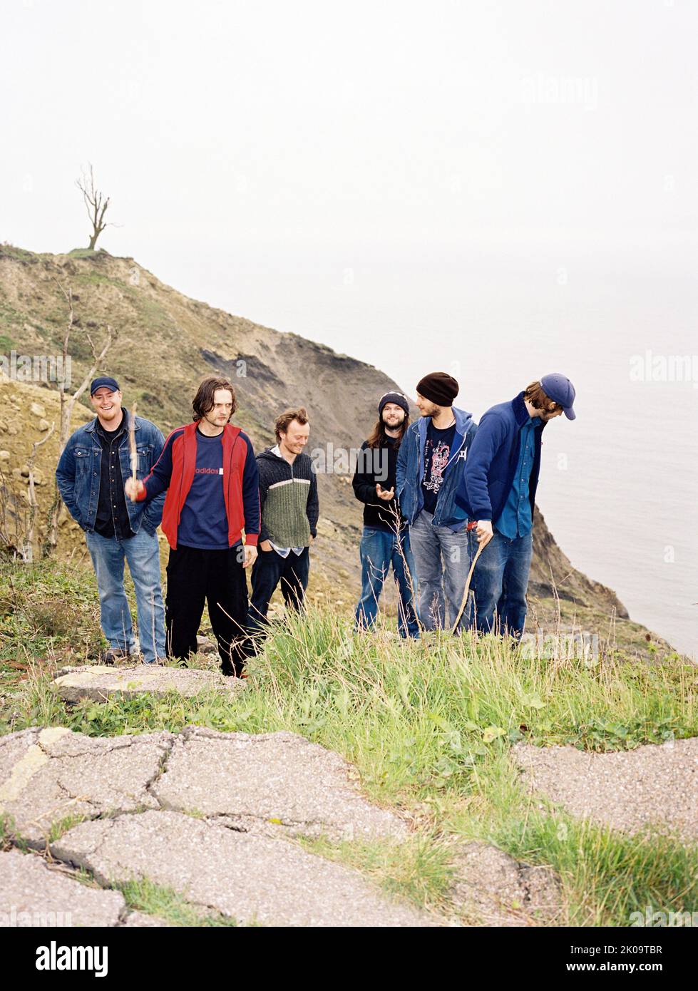 The Bees band, Photographed at Afton Down on the site of the 1970 Isle ...