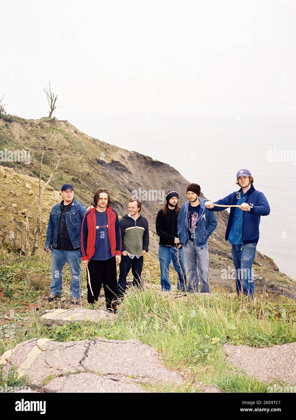 The Bees band, Photographed at Afton Down on the site of the 1970 Isle ...