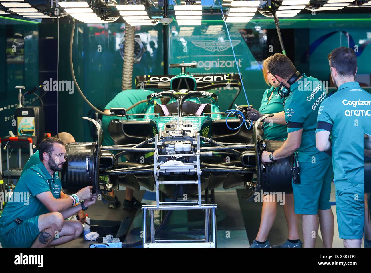 Aston Martin Aramco Cognizant F1 Team mechanicals at work on the car Stock Photo - Alamy