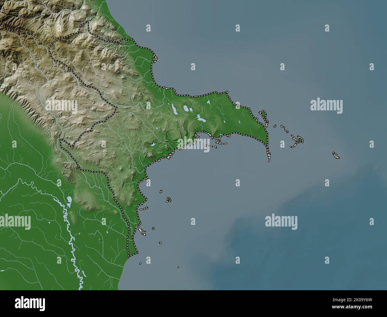 Absheron, region of Azerbaijan. Elevation map colored in wiki style ...