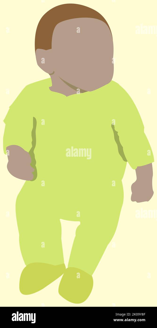 A faceless baby with green clothes vector illustration, an infant ...