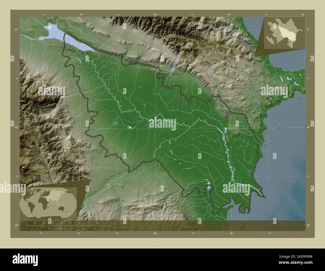 Aran, region of Azerbaijan. Elevation map colored in wiki style with ...