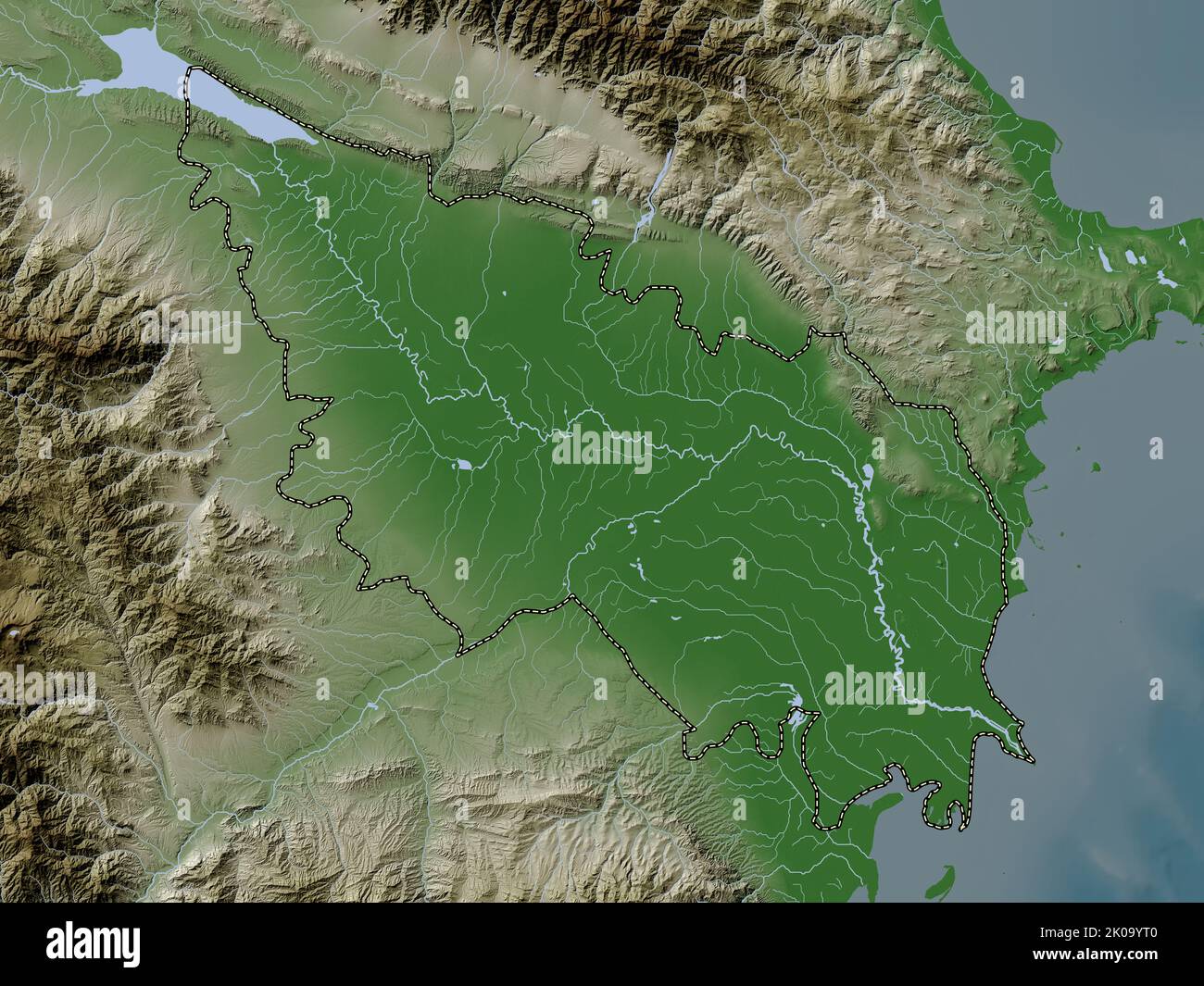 Aran, region of Azerbaijan. Elevation map colored in wiki style with ...