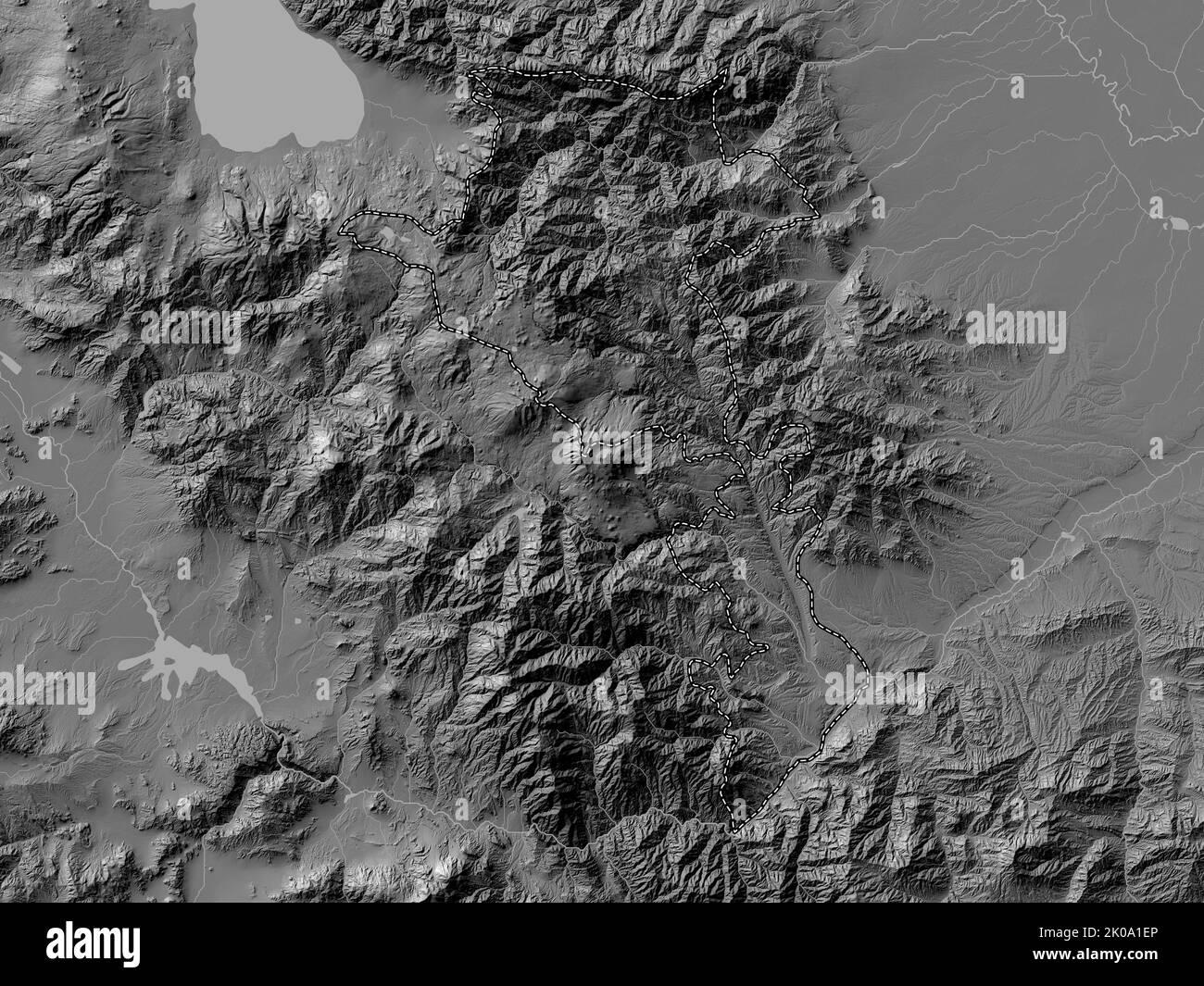 Kalbajar-Lachin, region of Azerbaijan. Bilevel elevation map with lakes ...