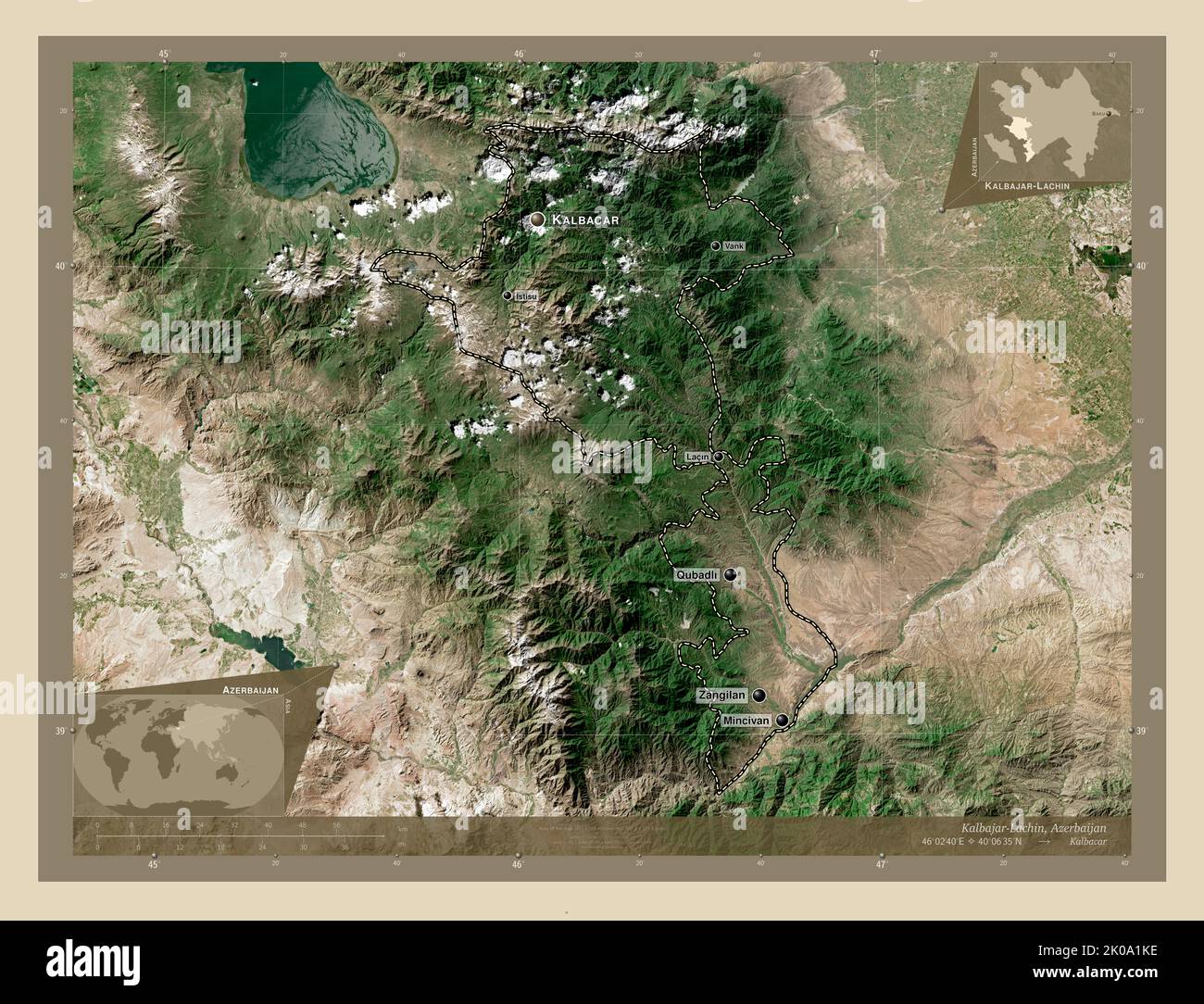 Kalbajar-Lachin, region of Azerbaijan. High resolution satellite map ...