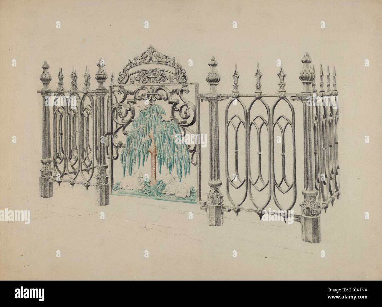 Cast Iron Gate and Fence, c. 1936 Stock Photo - Alamy
