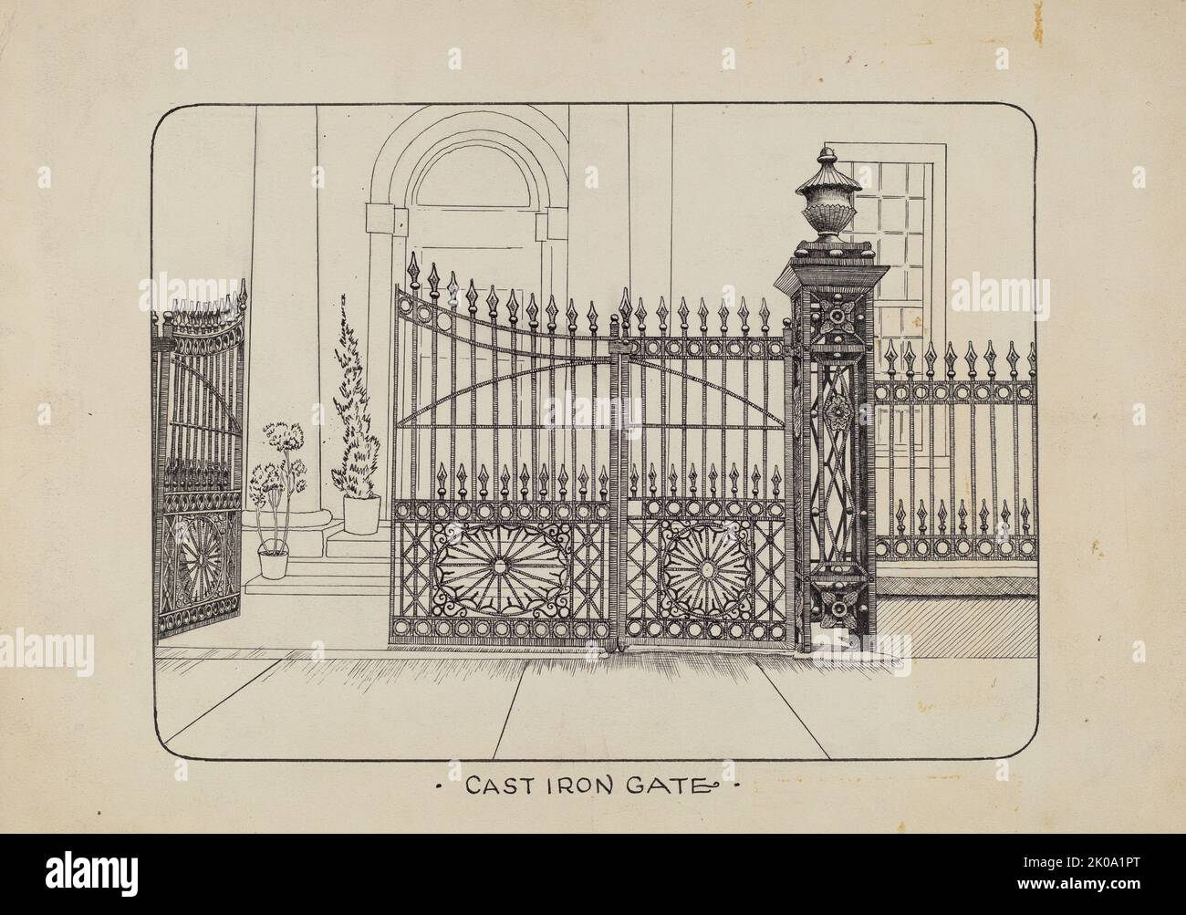 Iron Gate and Fence, c. 1936 Stock Photo - Alamy