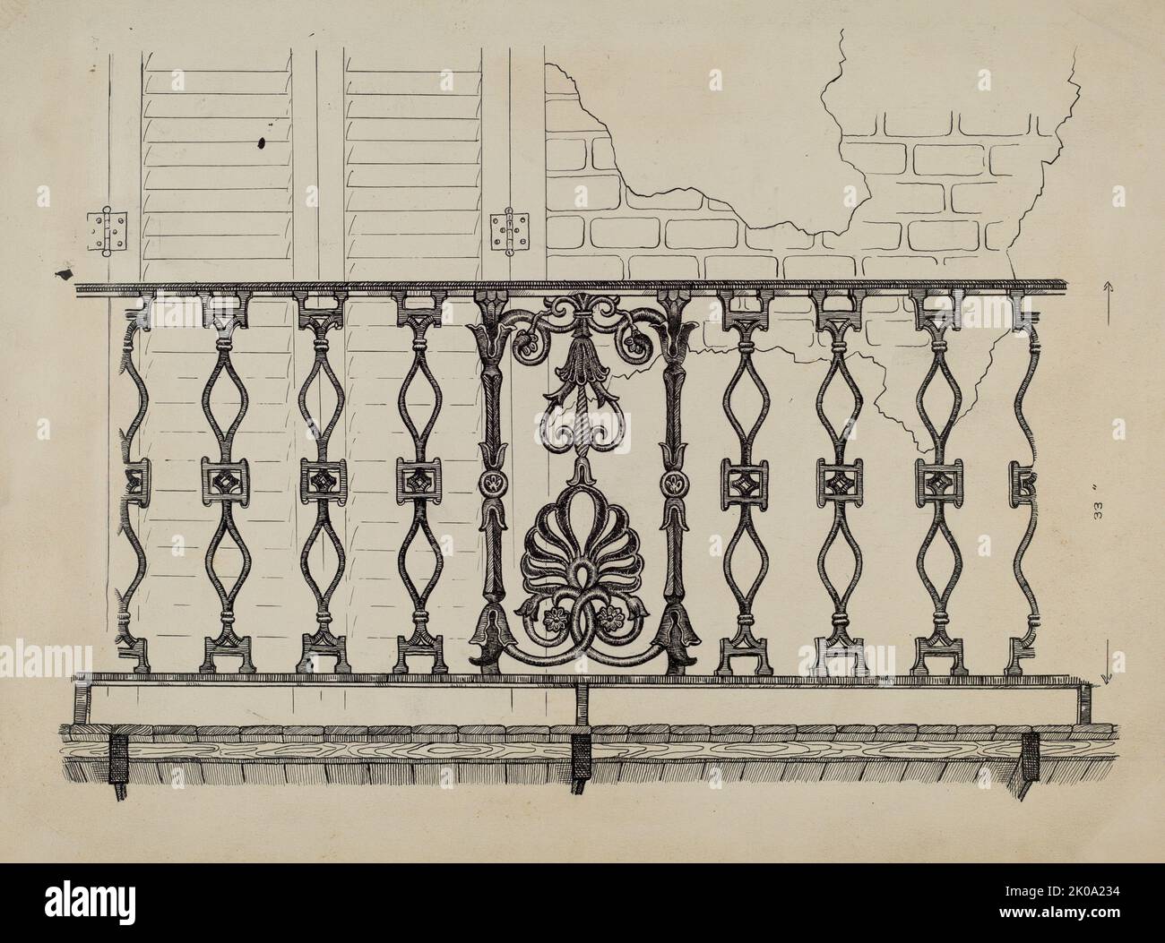 Cast Iron Balcony Rail, c. 1936 Stock Photo - Alamy