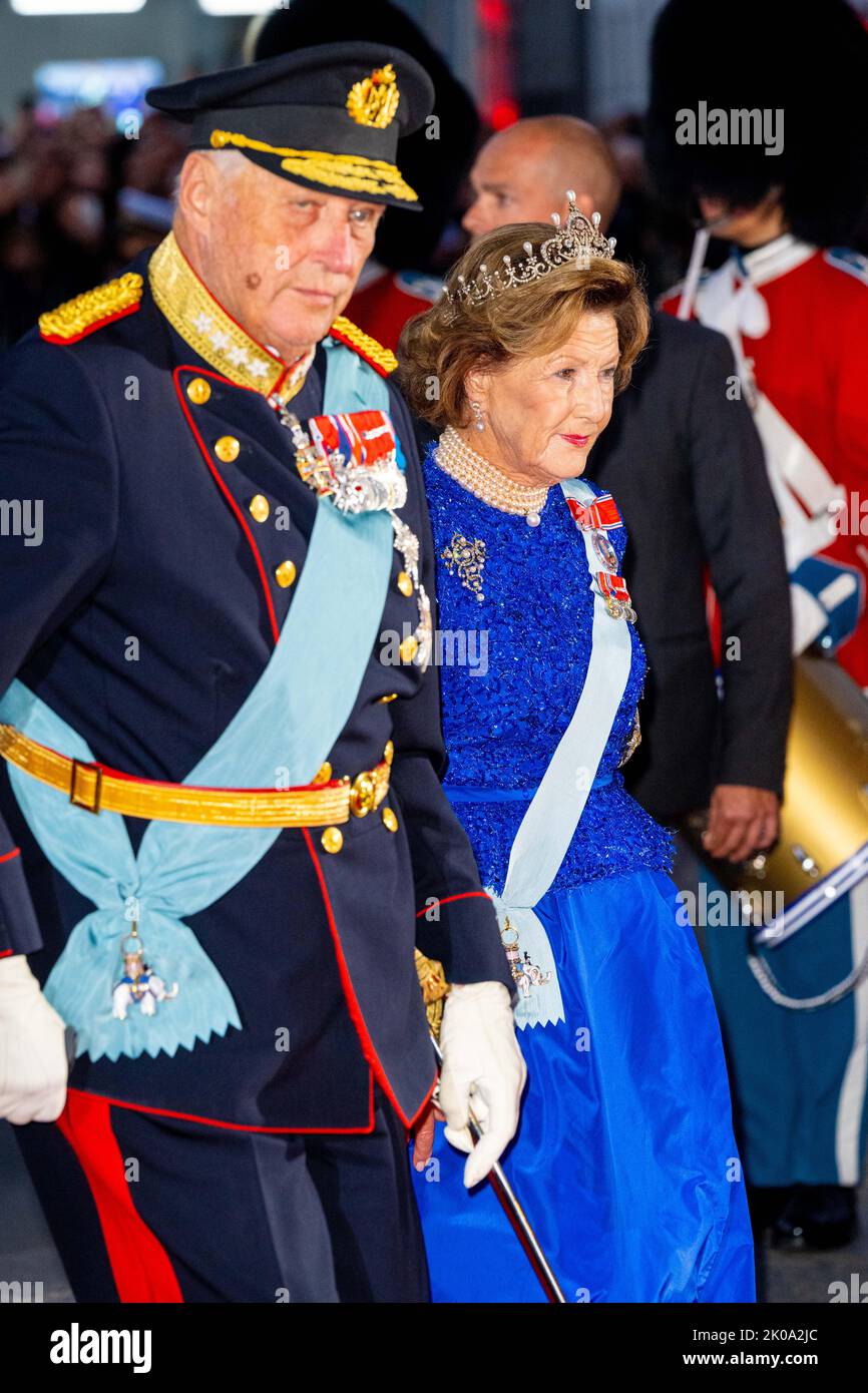 King Harald V and Queen Sonja of Norway attending the Gala performance ...