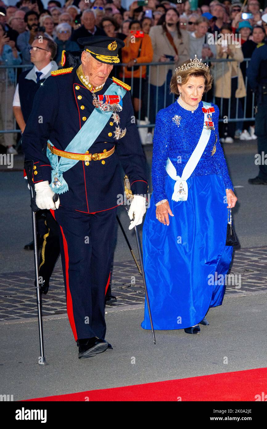 King Harald V and Queen Sonja of Norway attending the Gala performance ...