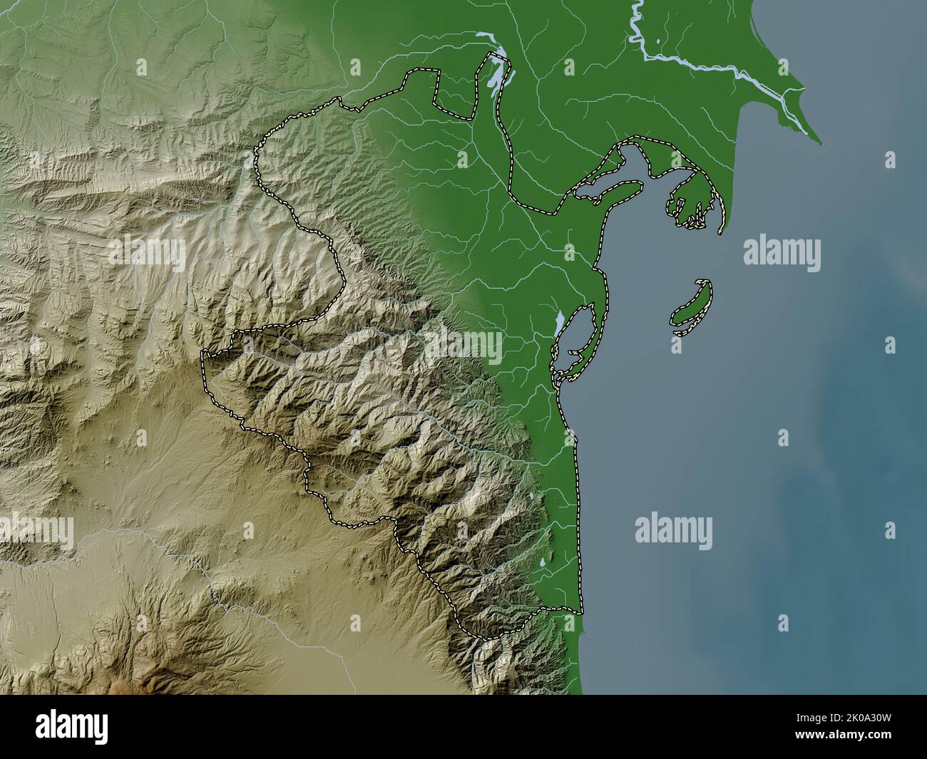 Lankaran, region of Azerbaijan. Elevation map colored in wiki style ...