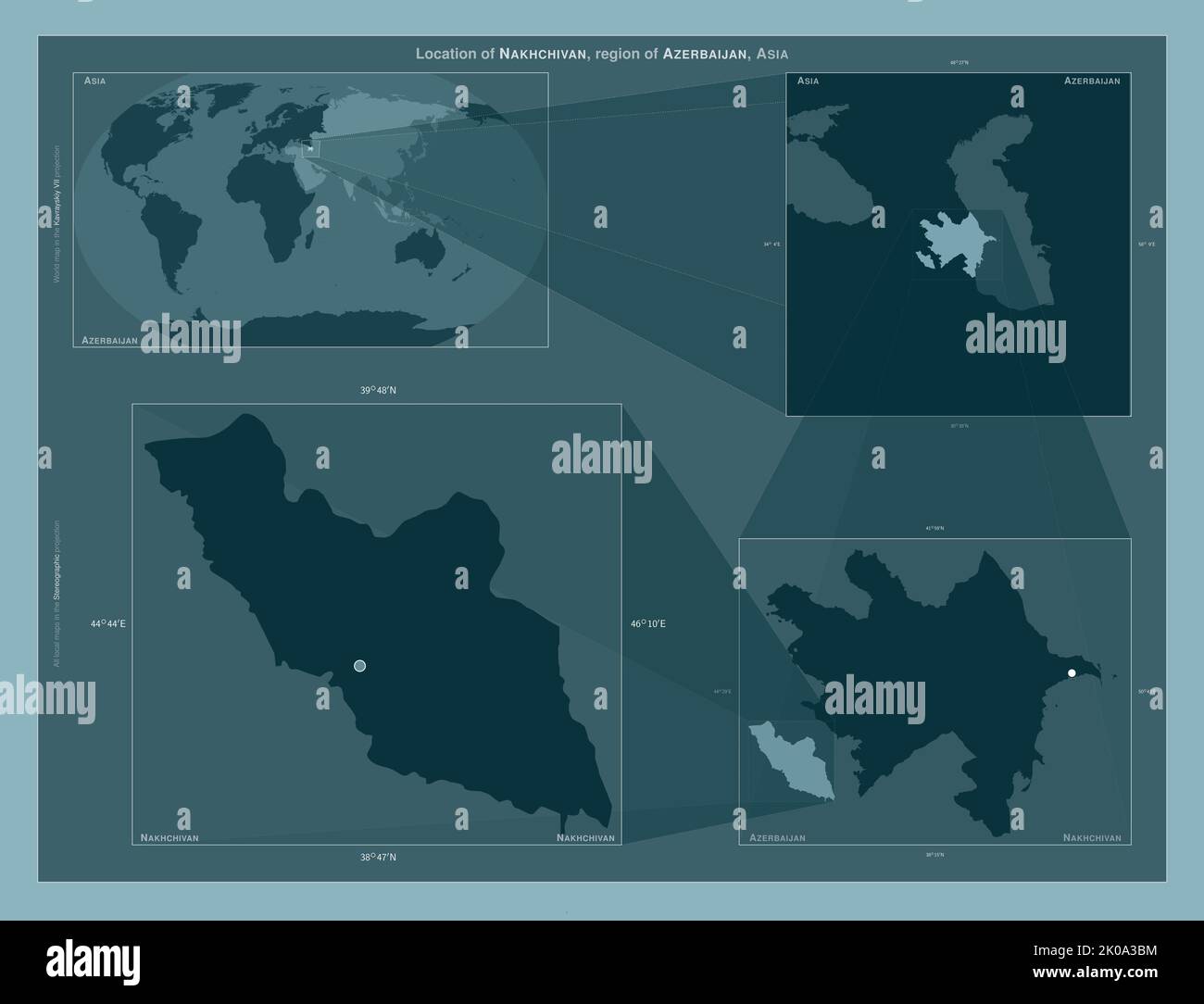 Nakhchivan, region of Azerbaijan. Diagram showing the location of the ...