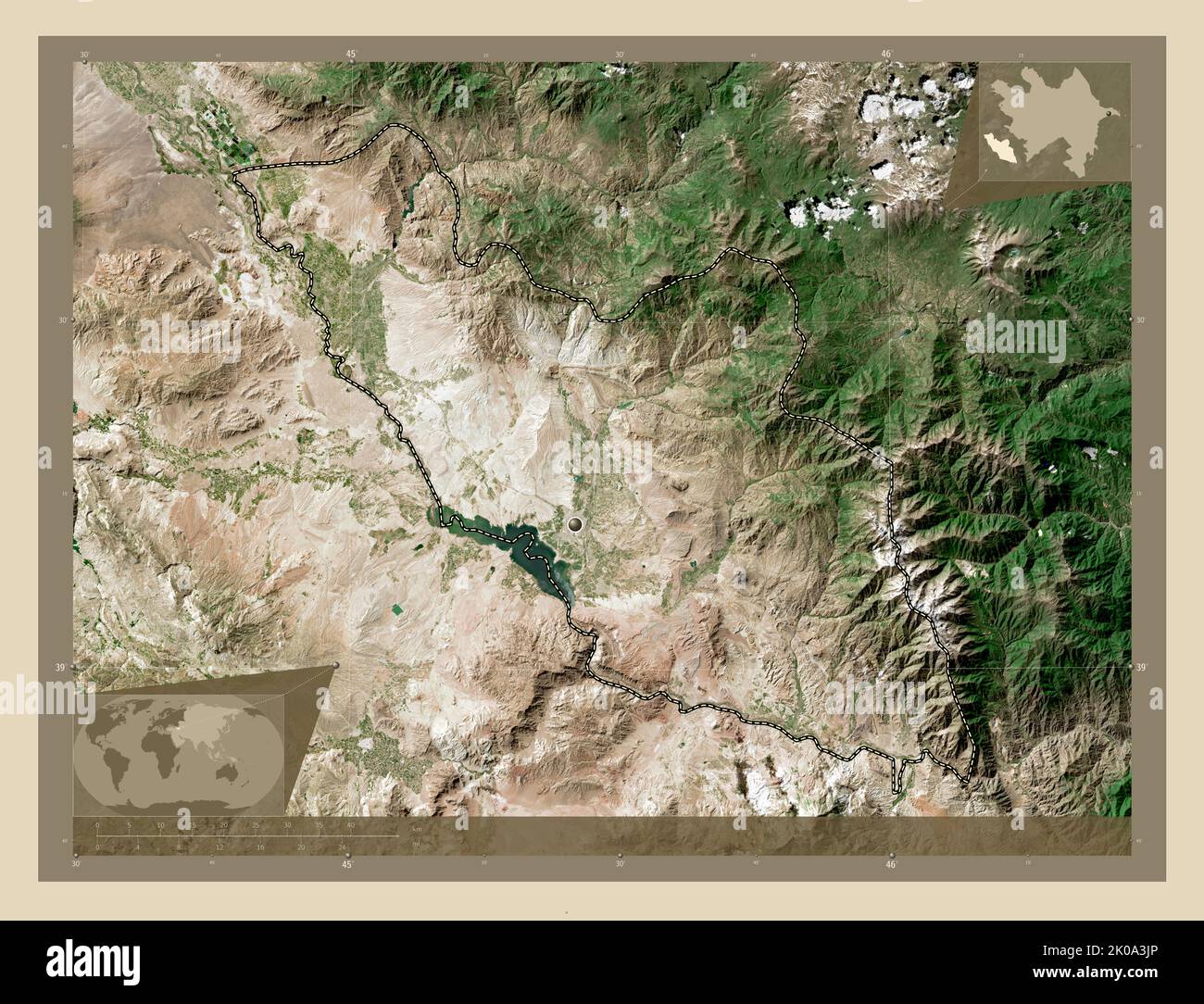 Nakhchivan, region of Azerbaijan. High resolution satellite map. Corner ...