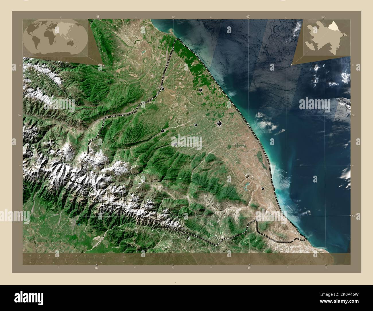 Quba-Khachmaz, region of Azerbaijan. High resolution satellite map ...