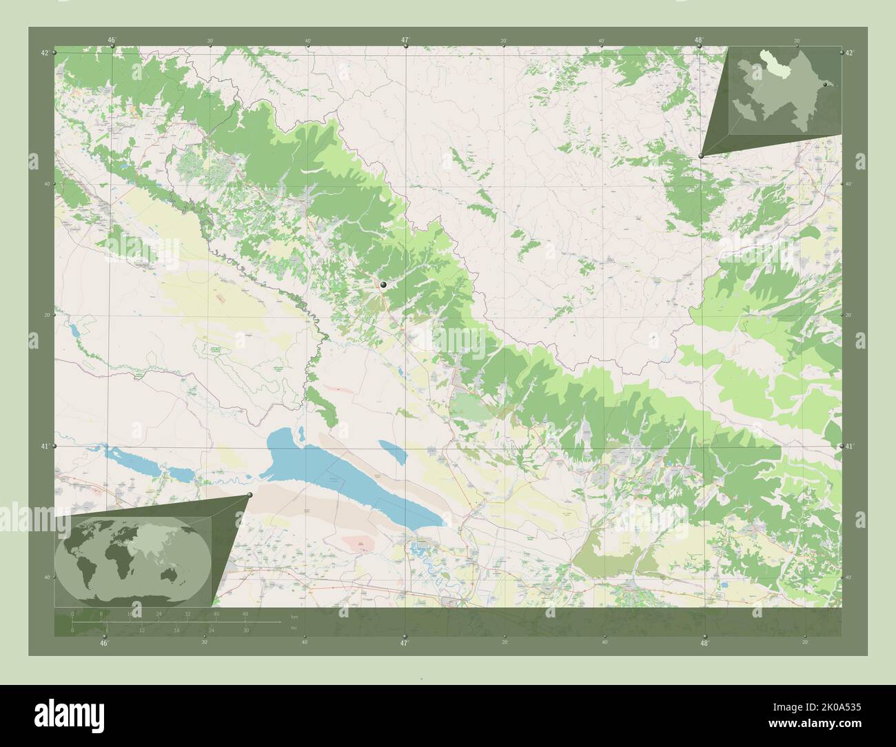 Shaki-Zaqatala, region of Azerbaijan. Open Street Map. Corner auxiliary ...