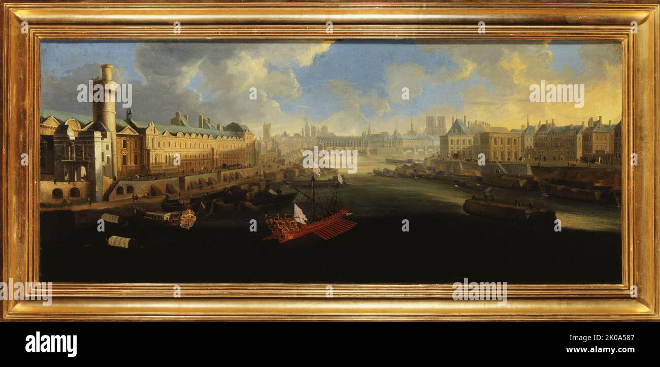 Grande Galerie of the Louvre, with new door, the Pont-Neuf, the city ...