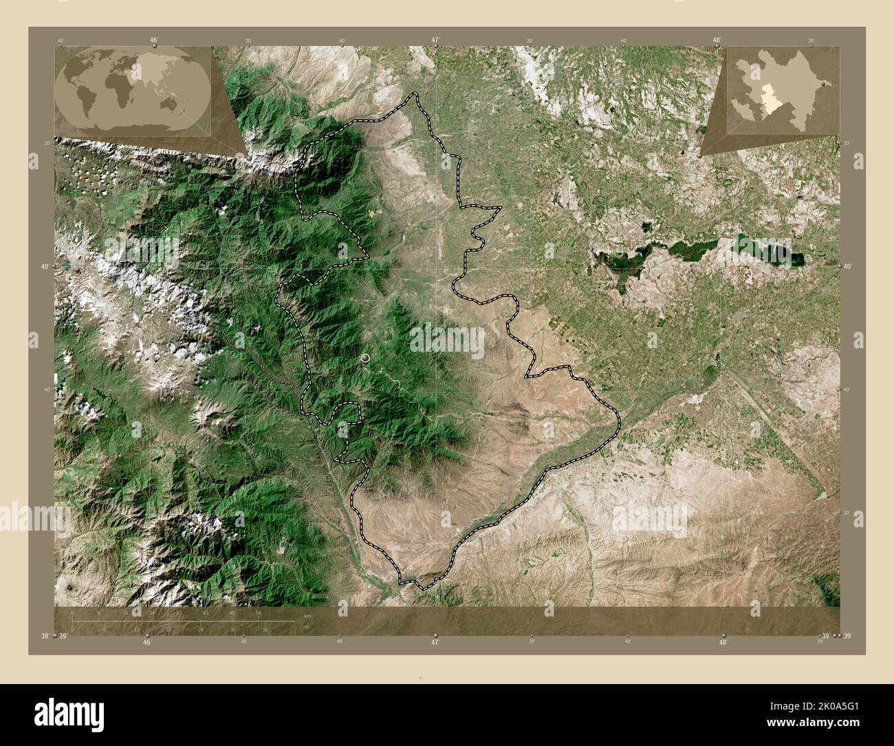 Yukhari-Karabakh, region of Azerbaijan. High resolution satellite map ...