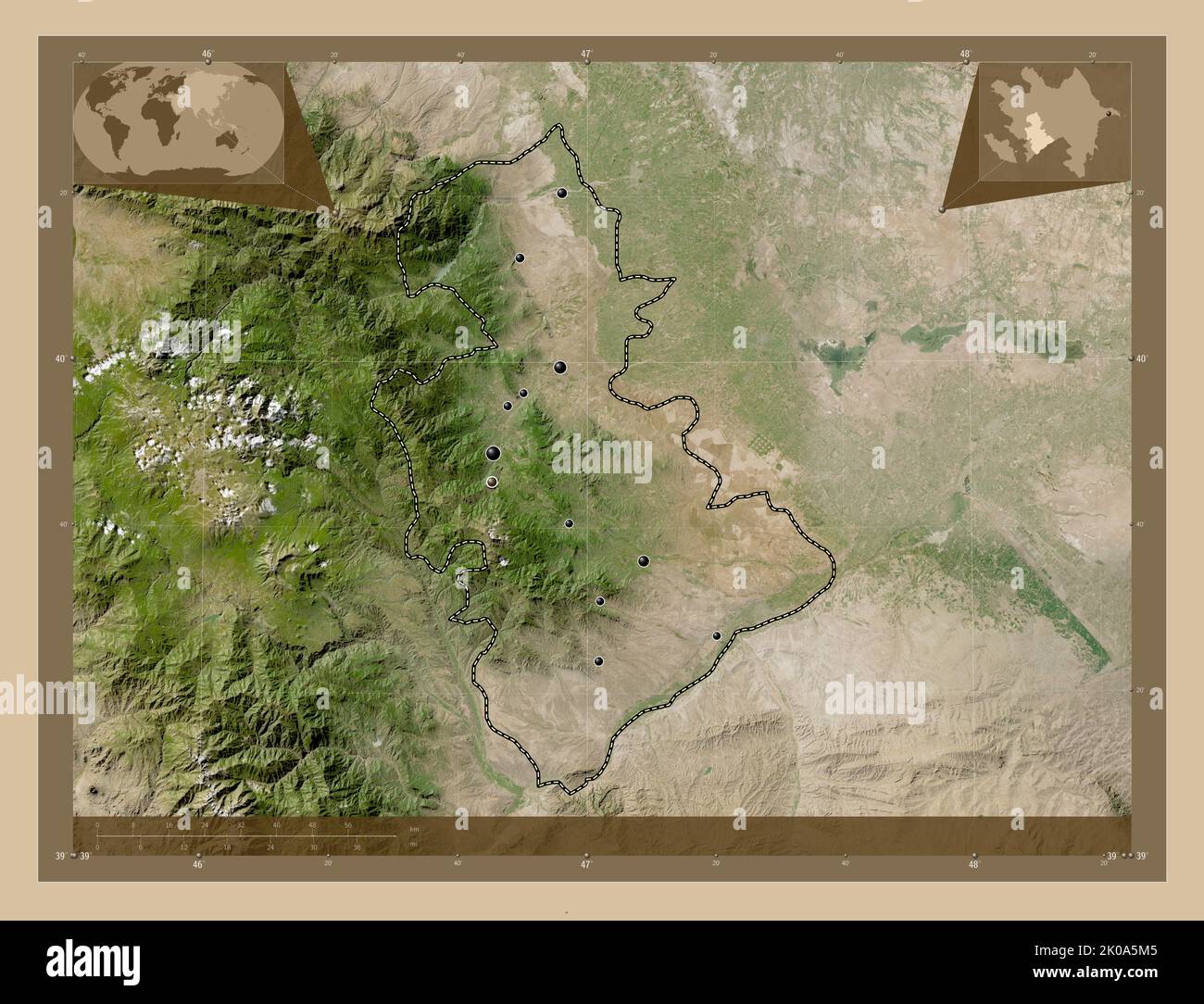 Yukhari-Karabakh, region of Azerbaijan. Low resolution satellite map ...