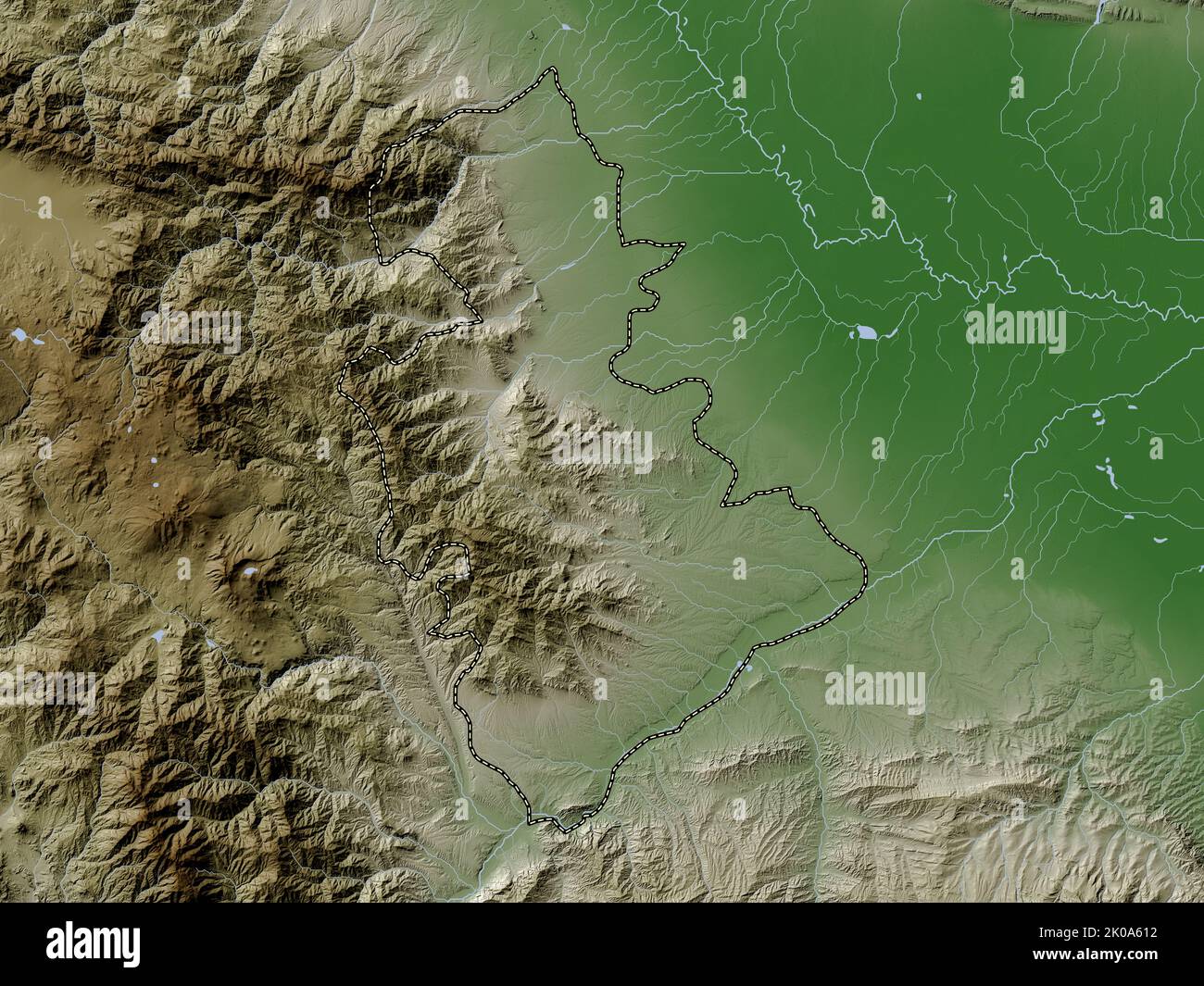 Yukhari-Karabakh, region of Azerbaijan. Elevation map colored in wiki style with lakes and ...
