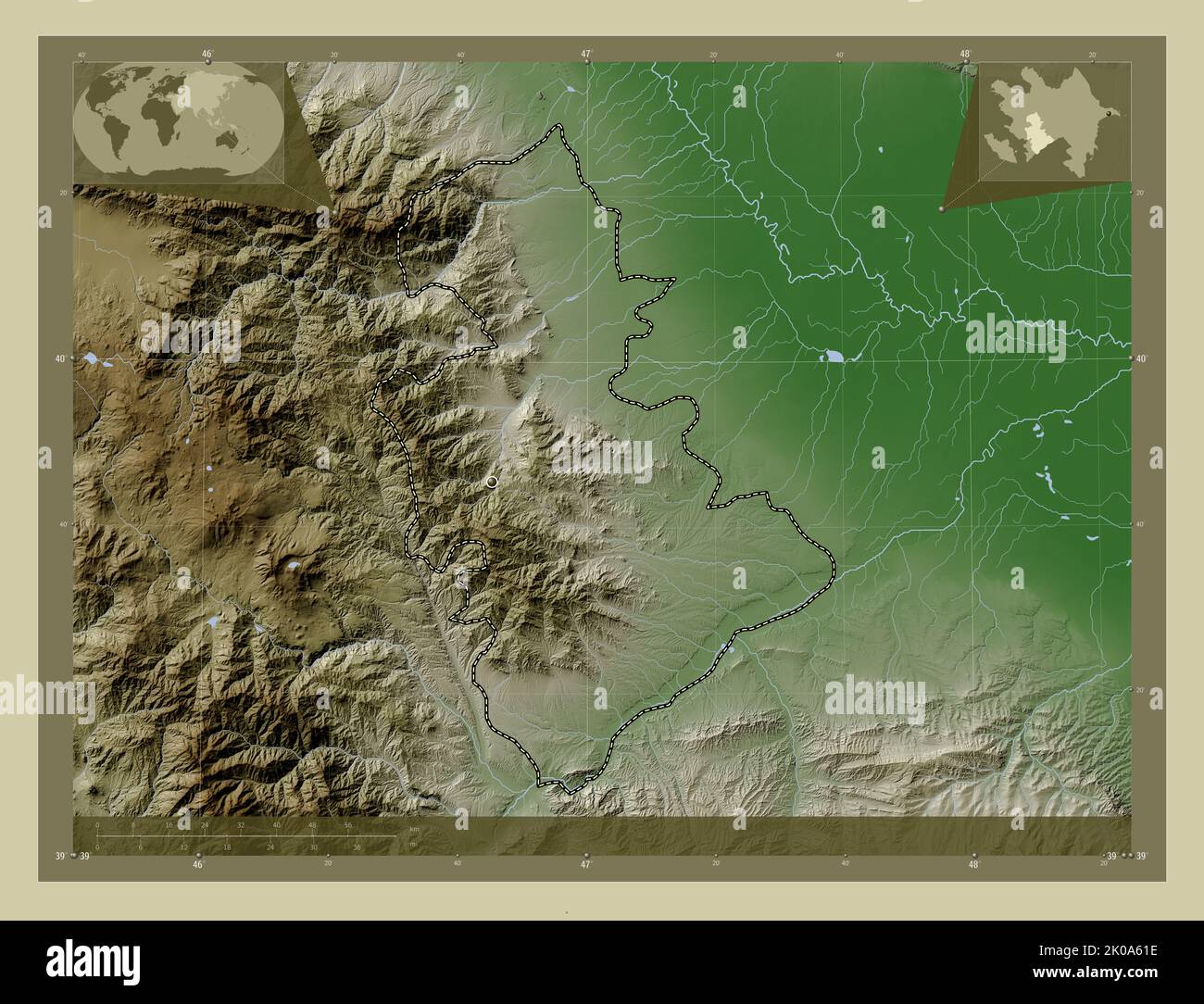 Yukhari-Karabakh, region of Azerbaijan. Elevation map colored in wiki ...