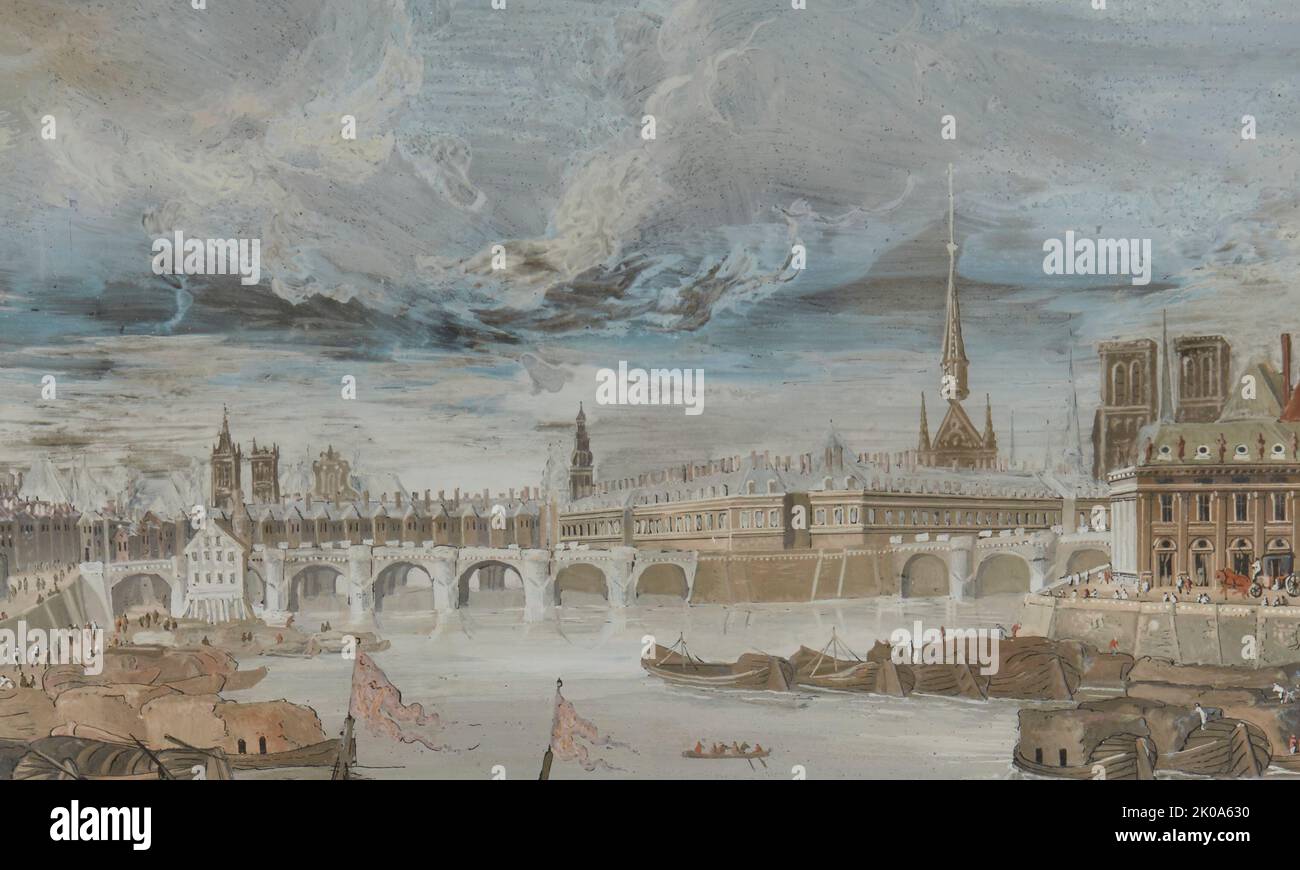 View of the Seine from the Pont Rouge Stock Photo - Alamy