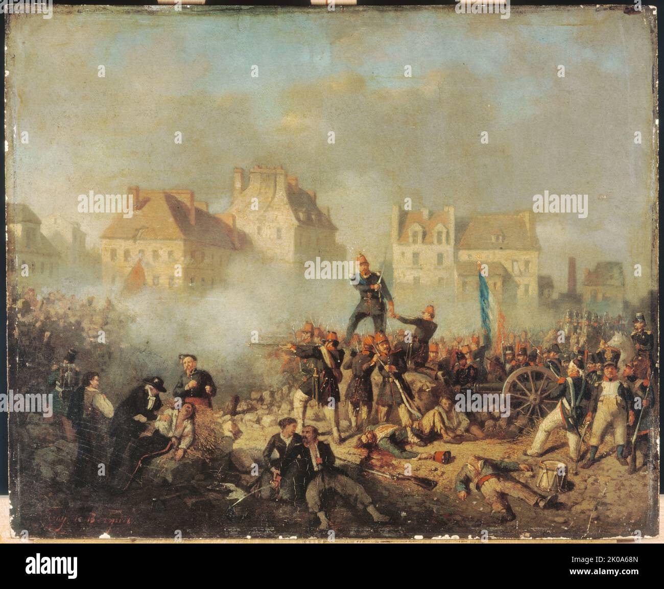 Episode of the 1848 revolution: officer commanding the men to fire ...