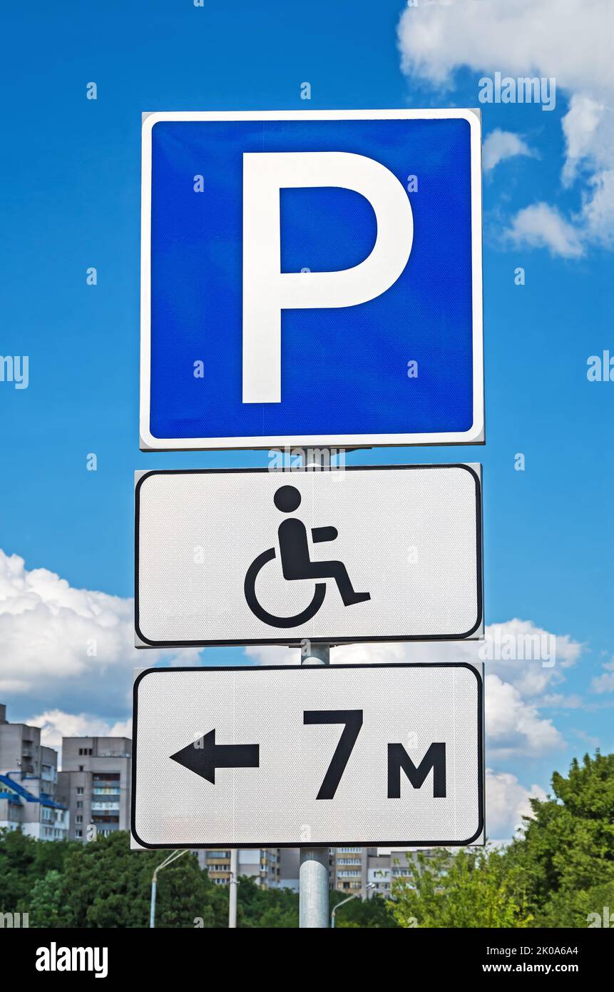 Road sign - Parking space for drivers with disabilities indicating ...