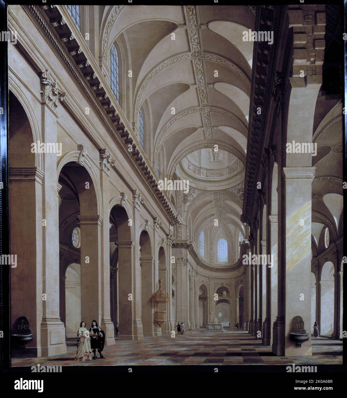 Idealized view of the interior of the Saint-Sulpice church during its ...