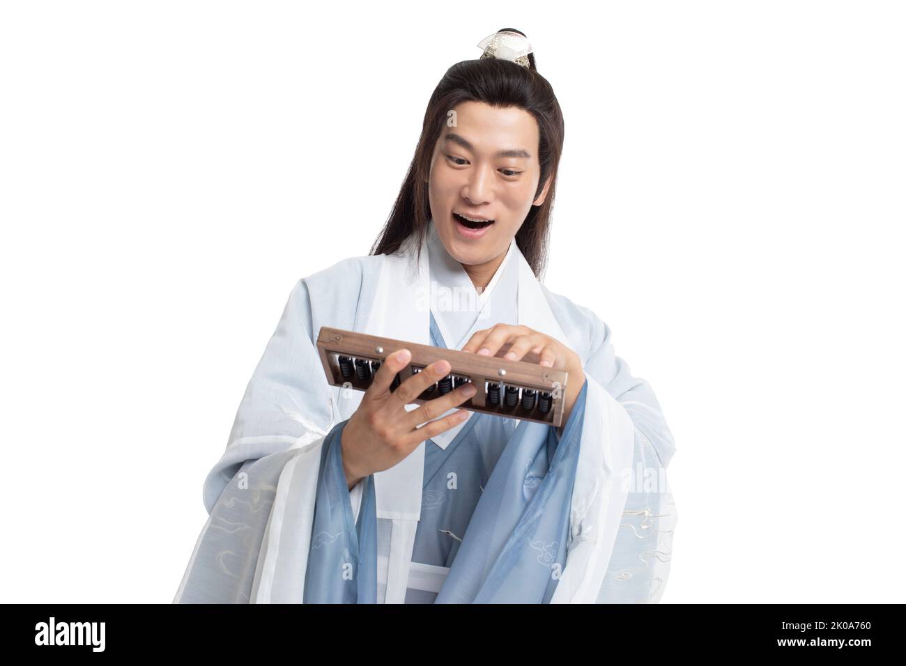 Young Chinese man in ancient costume holding an abacus Stock Photo - Alamy