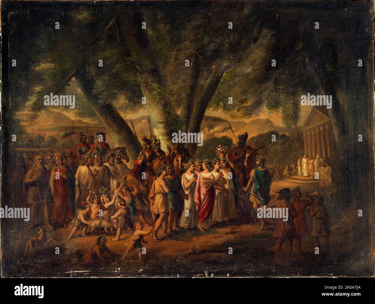 Ancient subject: procession heading towards a temple, 1866 Stock Photo ...