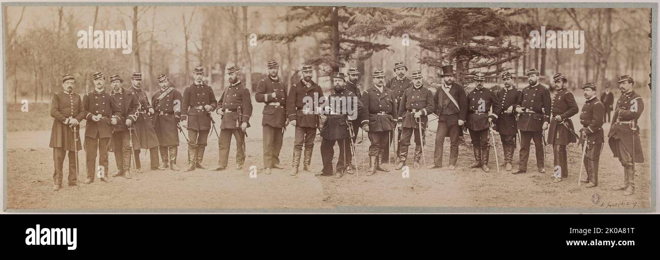 Panorama: group portrait of soldiers, 1870 Stock Photo - Alamy