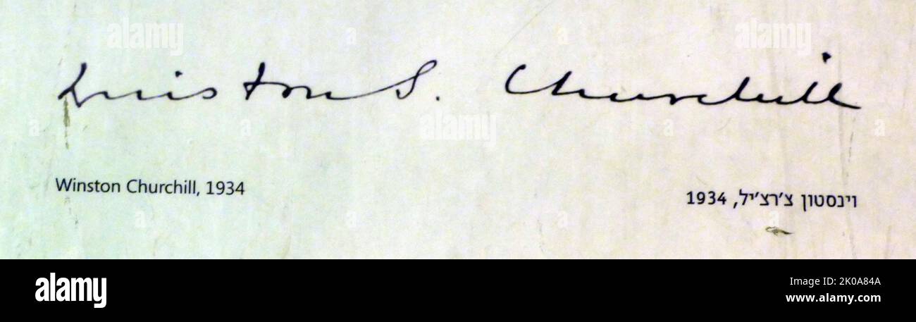 Signature of British politician Winston Churchill when he visited the ...