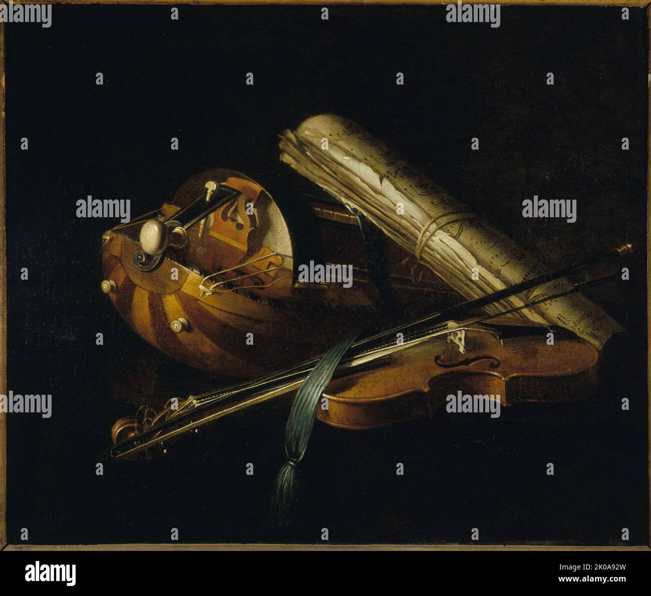 Still life with musical instruments, 1756 Stock Photo - Alamy