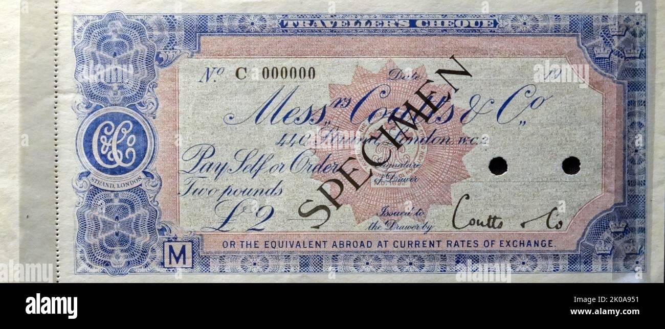 Coutts & Co, travellers cheque, London, 1970s. Langmead collection ...