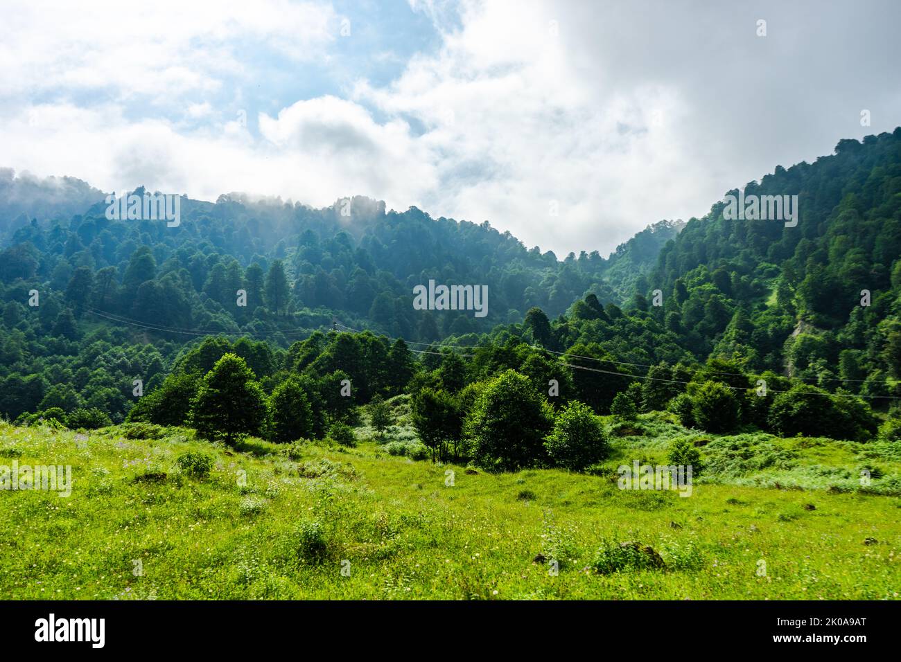 Mountain landscape in famous recreation zone of Guria region in western ...