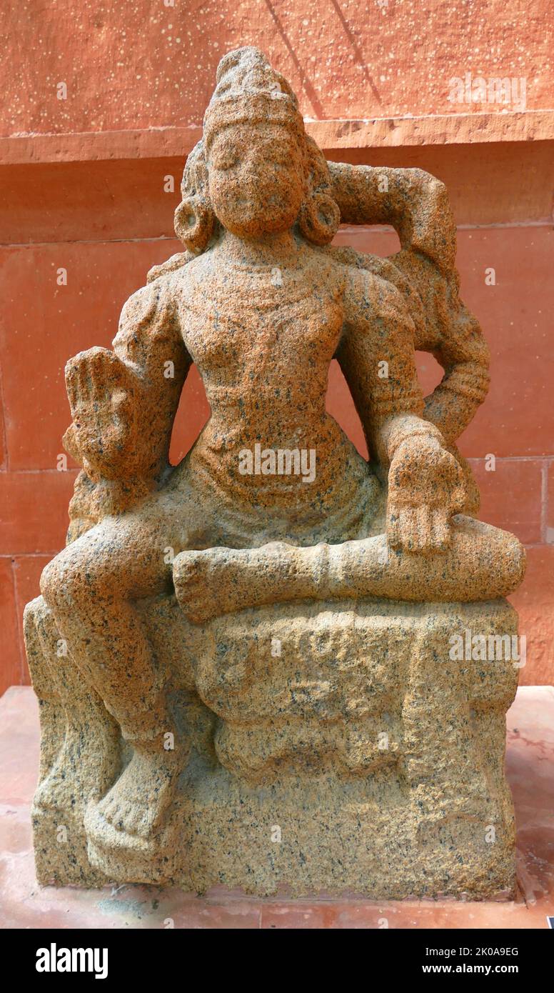 Vishnu (preserver God). 19th century AD, South India. Stone sculpture ...