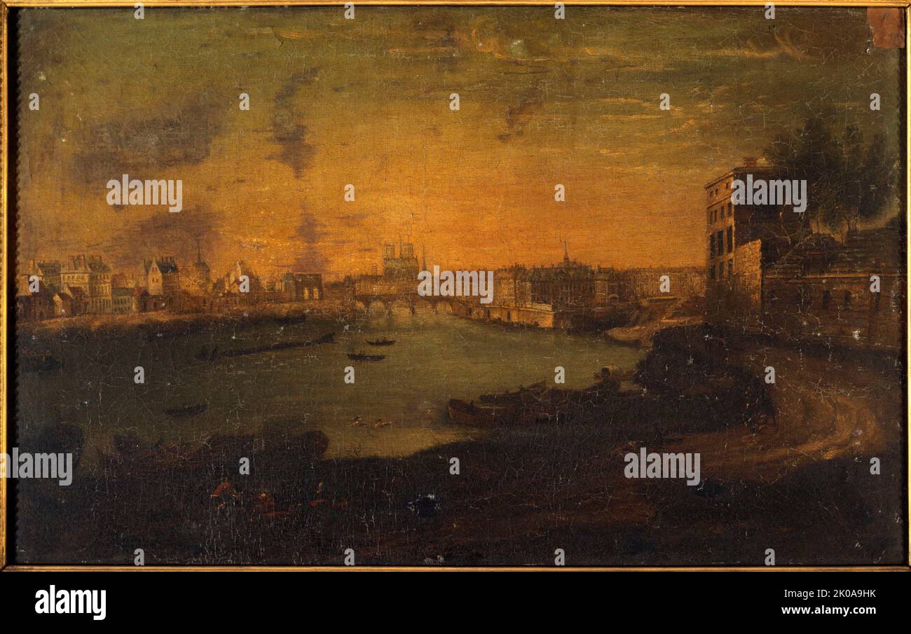 View of ile Saint-Louis and ile de la Cite, from the tip of Arsenal ...