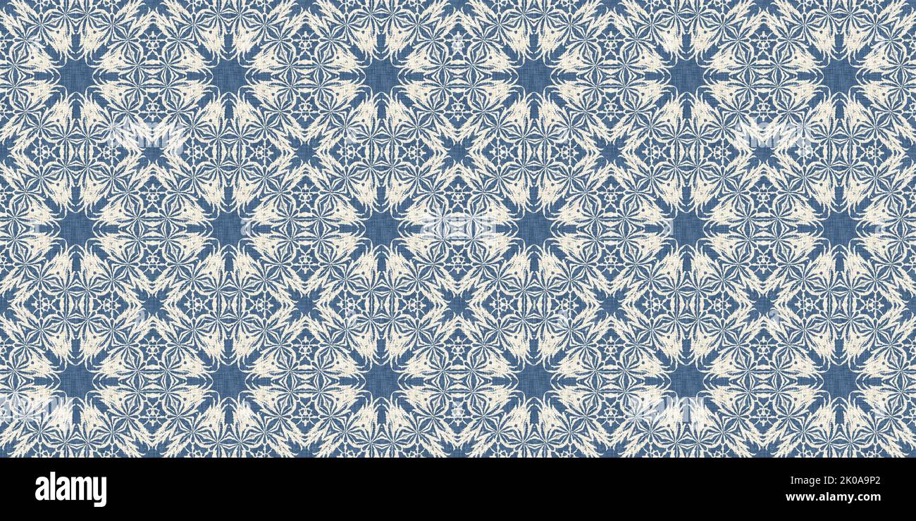 Farmhouse blue snow flake border background. Frosty damask french ...