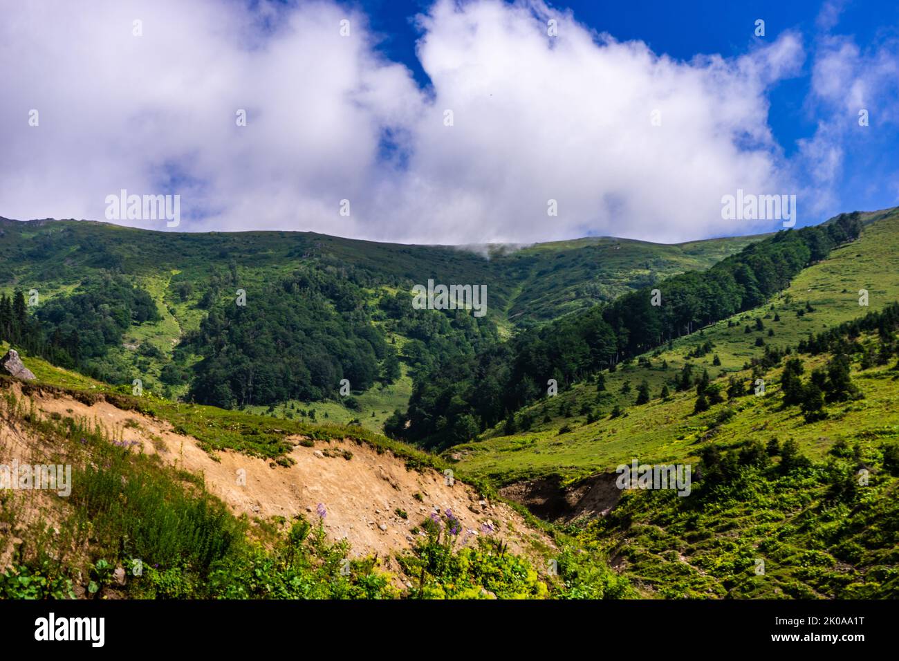 Mountain landscape in famous recreation zone of Guria region in western ...