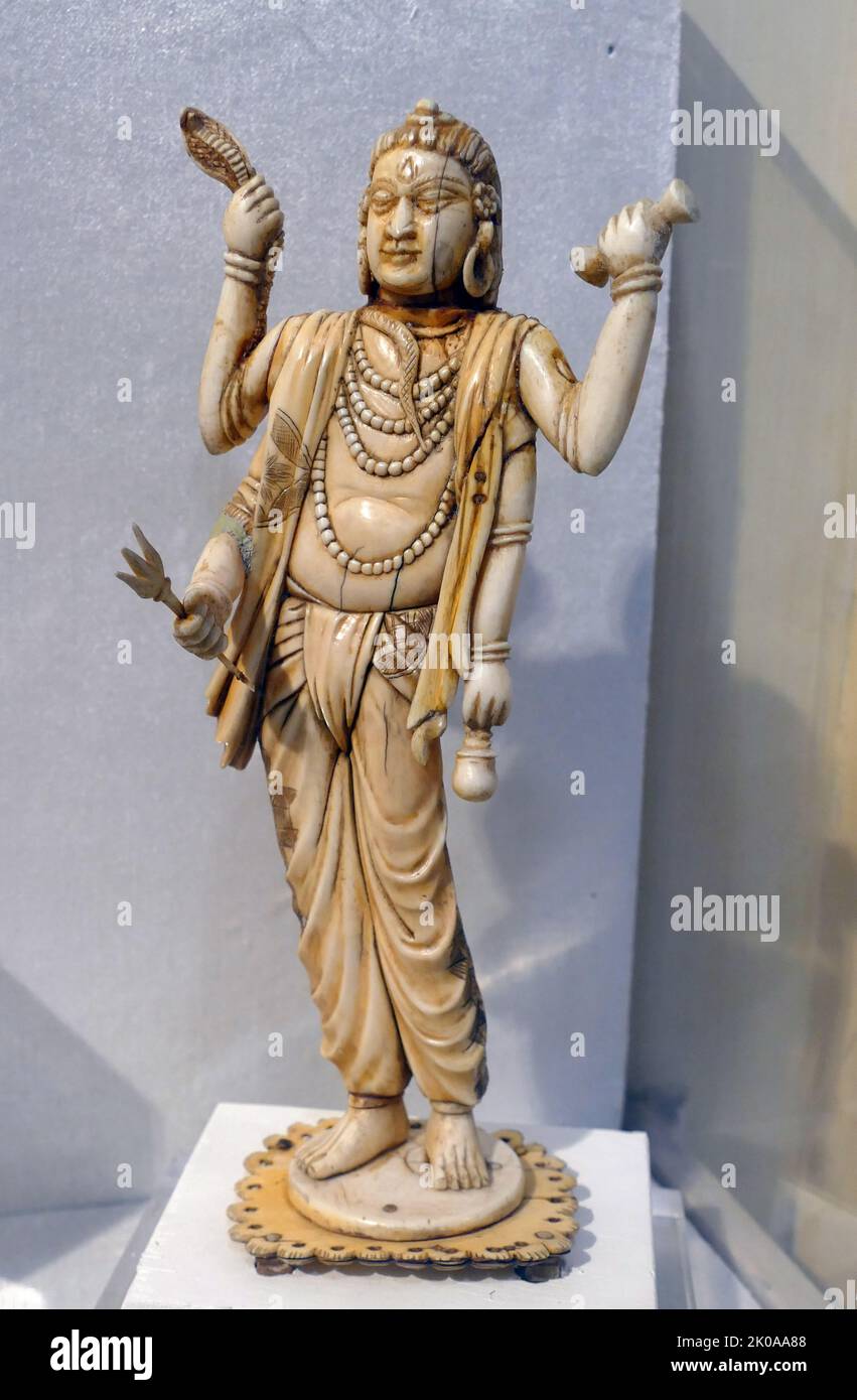 Ivory statuette of the God Siva. Southern India, 19th century Stock ...