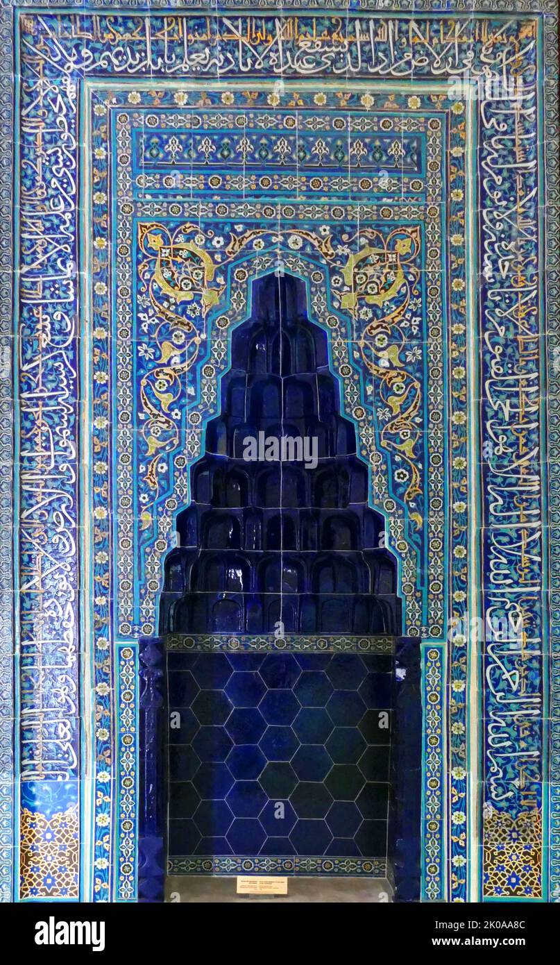 Tiled niche (Mihrab) in coloured glaze technique. From Karamanoglu ...