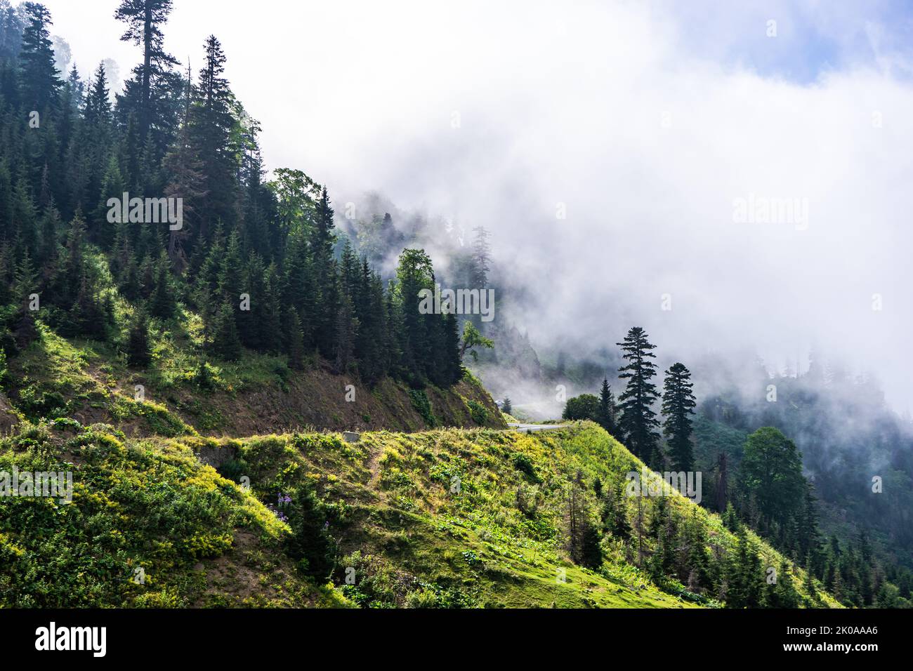 Mountain landscape in famous recreation zone of Guria region in western ...