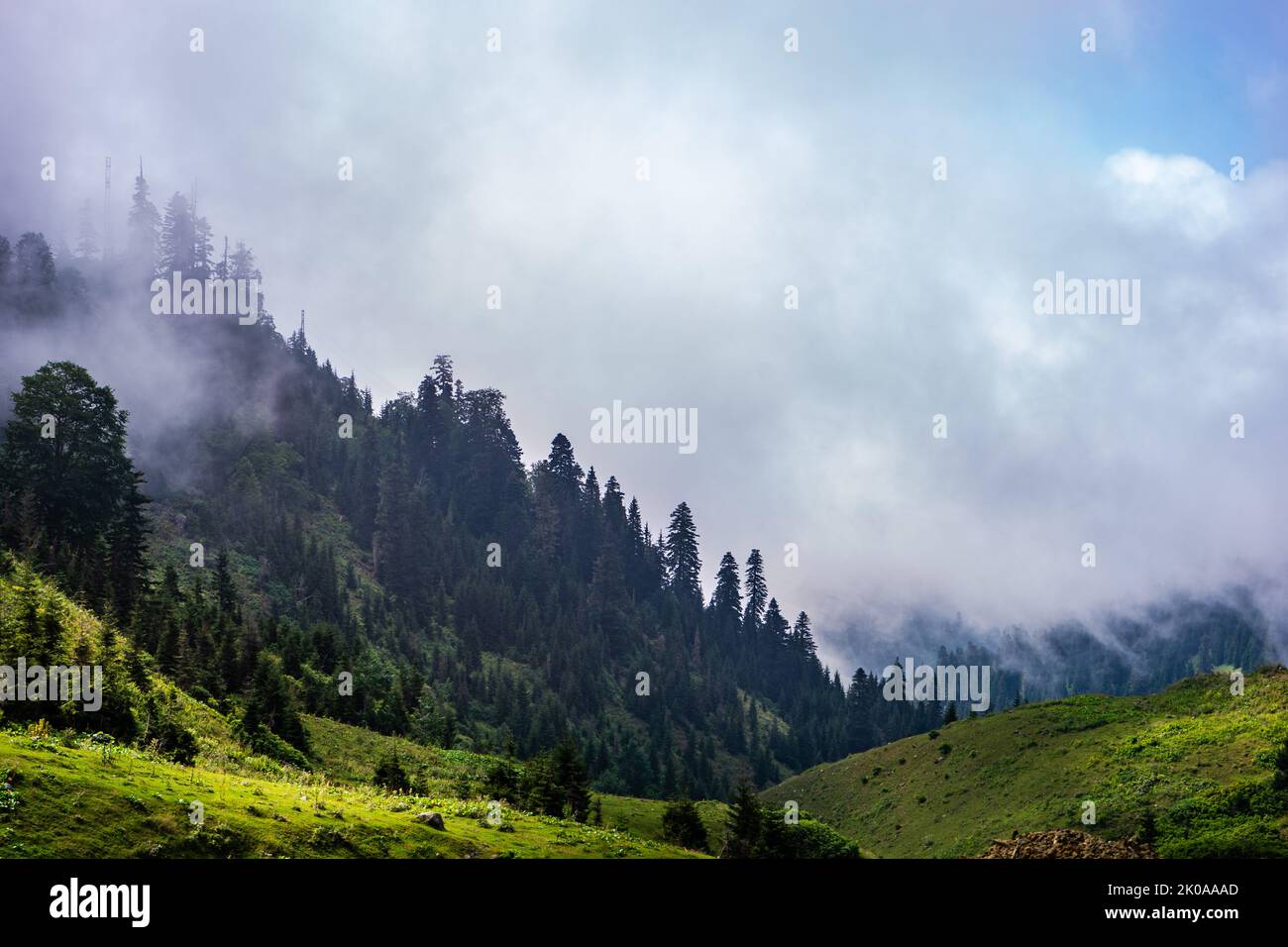 Mountain landscape in famous recreation zone of Guria region in western ...