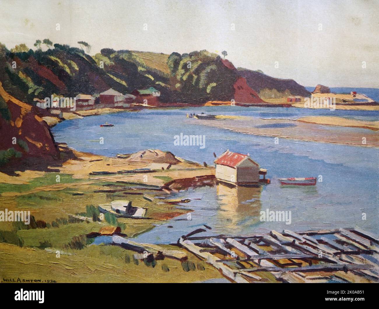 The Sheltered Harbour, oil painting by Will Ashton. Sir John William ...