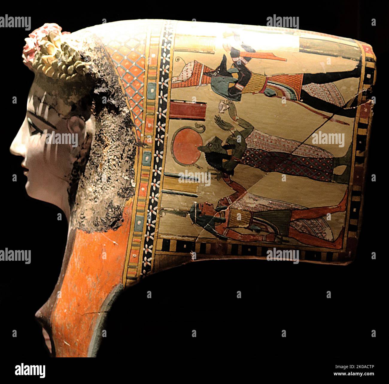 Mummy mask from a coffin in Asyut, Egypt. Roman Period, 1st century AD ...