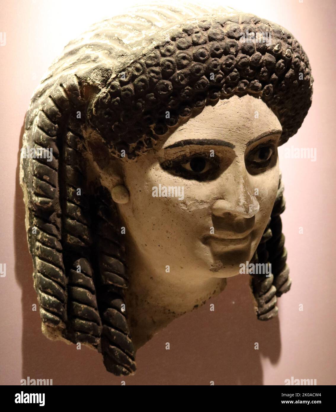 Mummy mask, discovered at Minya, Egypt. 1st century AD. Linen, plaster ...