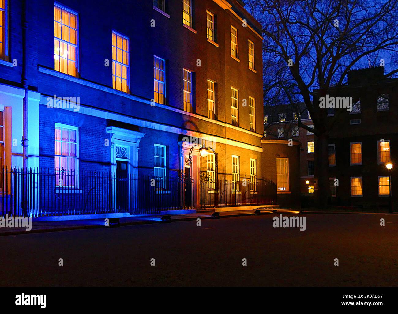 10 Downing Street (office of the British Prime Minister) is lit in the ...